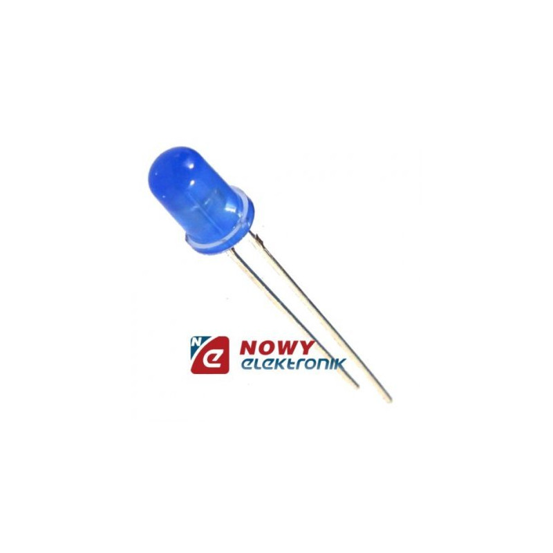 Dioda LED 5mm niebieska matowa Uf-3,3V If-20mA kąt-60°jasn.400 dł.F-465 ...