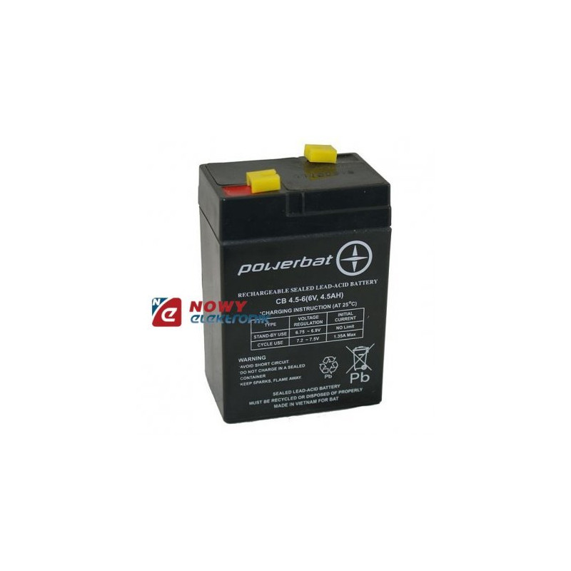 Akumulator 6V-4,5Ah POWERBAT żelowy-Akumulatory i Ładowarki