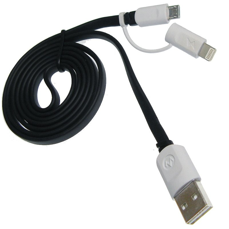 Kabel USB-Micro+iPhone 1m WESDAR 2in1 T1 High Quality Czarno-Biały ...