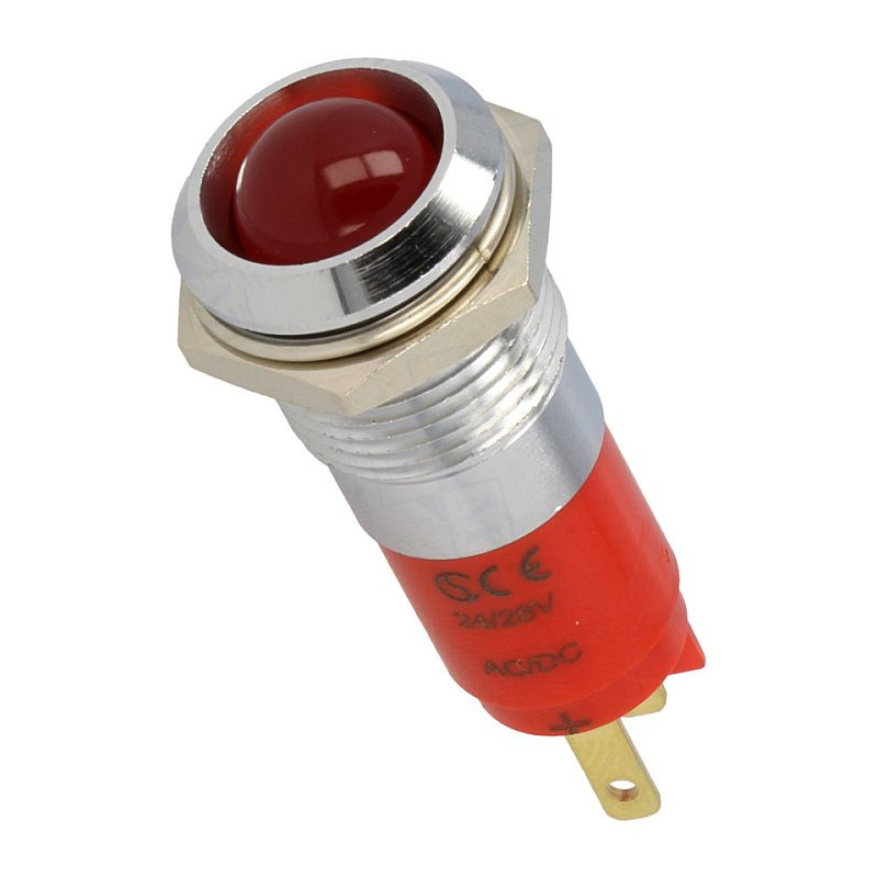 Kontrolka LED 24V czerwona 14mm 24-28VDC IP67 metal-Podzespoły ...
