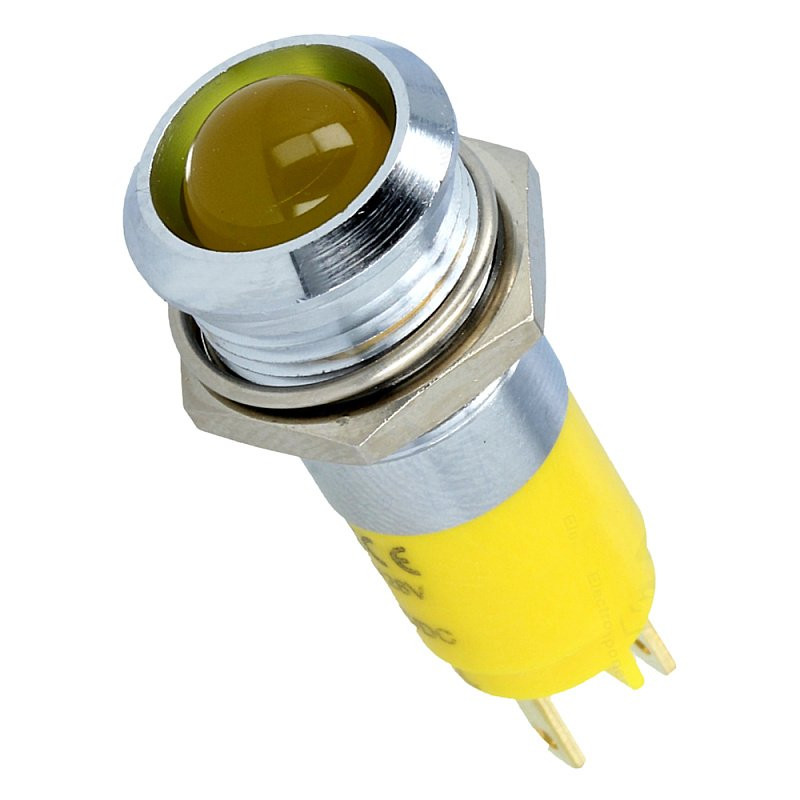 Kontrolka LED 24V żółta 14mm 24-28VDC IP67 metal-Podzespoły Elektroniczne