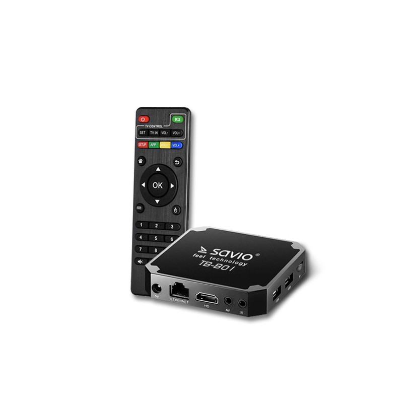 Smart TV BOX 4K SAVIO TB-B01 | Android z Pilotem-RTV, SAT, DVB-T