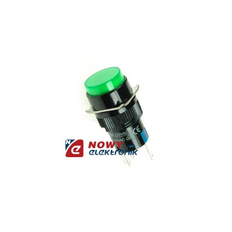 Przełącznik LAS1AY11ZG 24V ON-ON 16mm zielony bistabilny 5A/230V-Podzespoły Elektroniczne