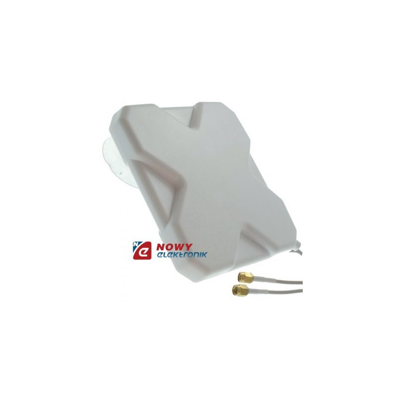 Antena GSM/LTE4G 3G DUAL 40dbi 2xSMA kabel 5m UMTS biała do szyby Mimo ...