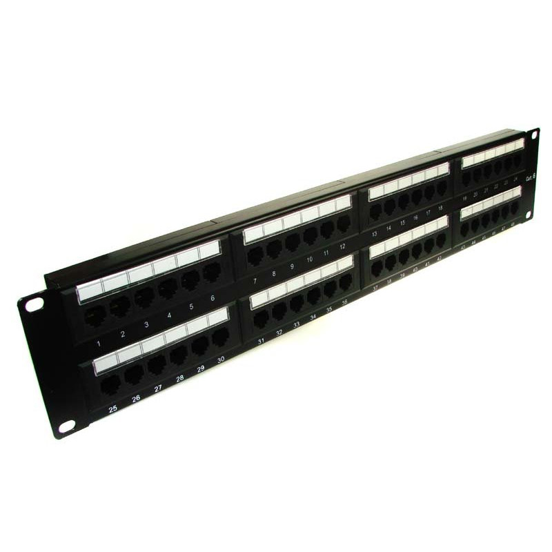 Patch Panel 48-port UTP6 Rack | 19" 2U złącza DUAL BLOCK-Podzespoły ...
