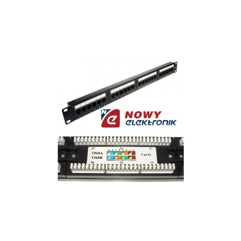 Patch Panel 24-port UTP5e Rack | 19" 1U złącza krone LSA-Podzespoły ...