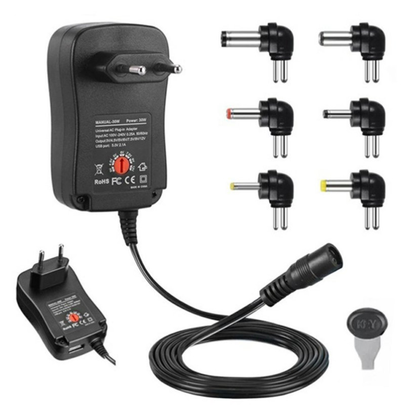 Zasilacz uniw.imp. 1200mA + USB 3V4,5V6V7,5V9V12V + gniazdo USB ...