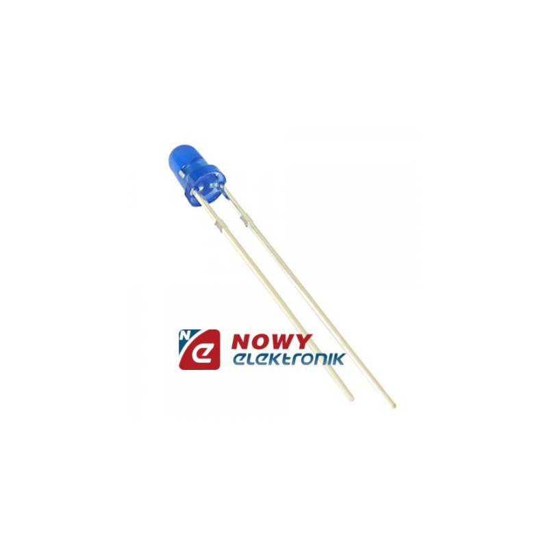 Dioda LED 3mm niebieska matowa Uf-3,3V If-20mA kąt-60°jasn.400 dł.F-465-Podzespoły Elektroniczne