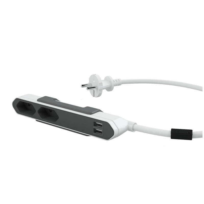 Listwa zasil. 2xGn.230V , 2xUSB PowerBar - 2 płaskie gniazda 230V 2xUSB ...