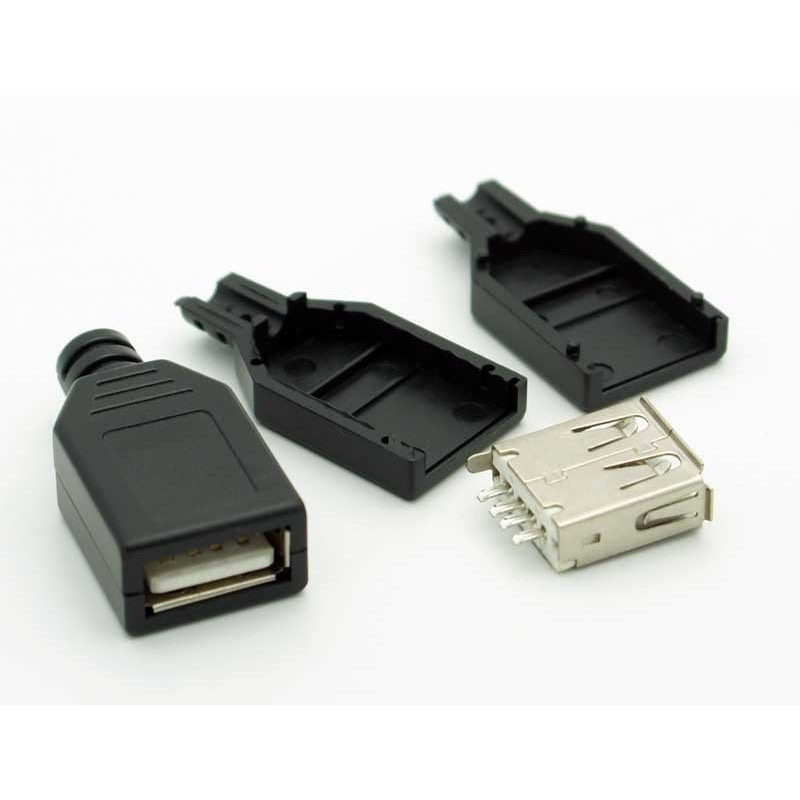 Gniazdo USB A na kabel z osłoną-Podzespoły Elektroniczne