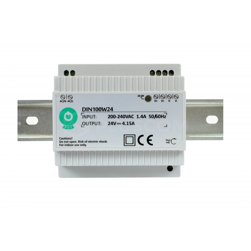 Zasilacz imp. DIN 24V/4,16 100W DIN100W24 impulsowy - Przem. na szynę ...
