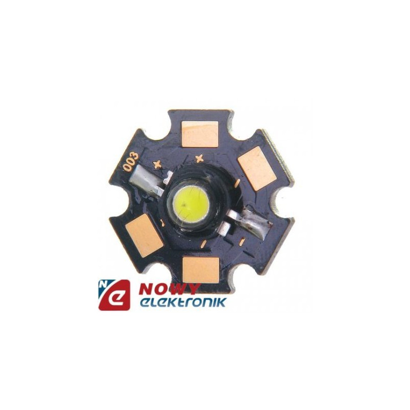 Dioda LED 3W Biała GWIAZDA 6500K zimna star 168-180Lm 120° 800mA 3,6V ...