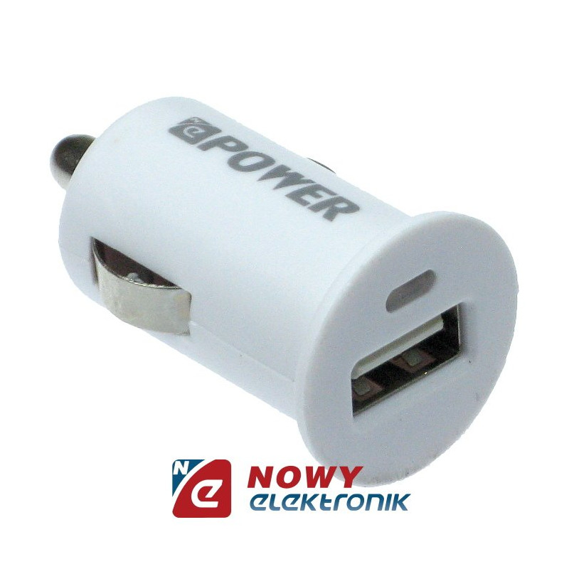 Ładowarka USB sam. 2A Biała USB 5V, wej. 12-24V NEPOWER-Motoryzacja