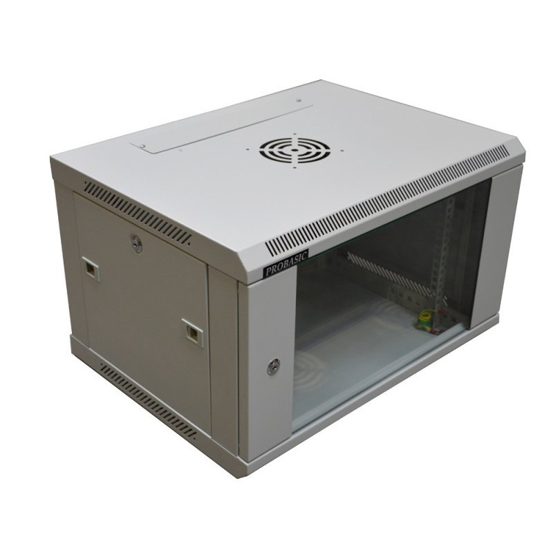 Szafa Rack 19" wisząca ZETA 6U| 600x450 RAL7035 szkło-Elektryka