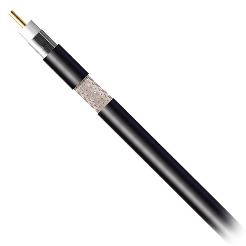 Przewód konc. 75Ω RG6 T100CU PE TELEVES czarny-Przewody i Druty w metrażu