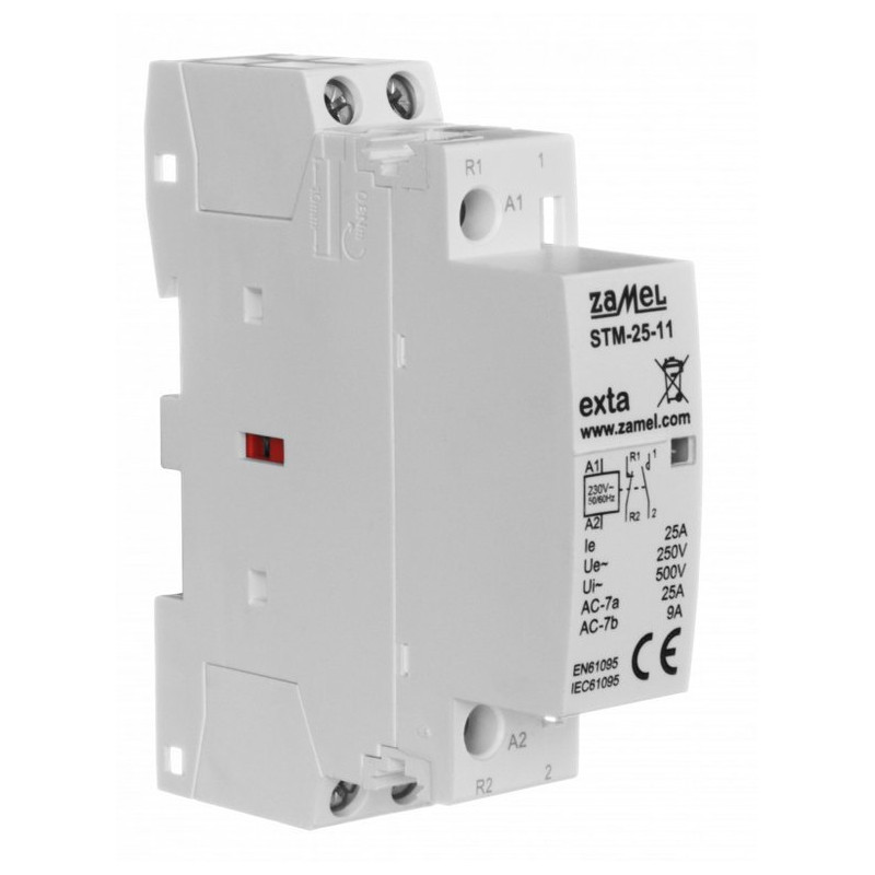 Stycznik instalacyjny STM-25-11 230V AC Modułowy, 1xNO/1xNC, 25A ZAMEL ...