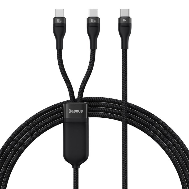 Kabel USB-C/2xUSB-C 1,5m BASEUS Podwójny 100W, Czarny, Flash Series II-Kable i Przyłącza RTV i PC