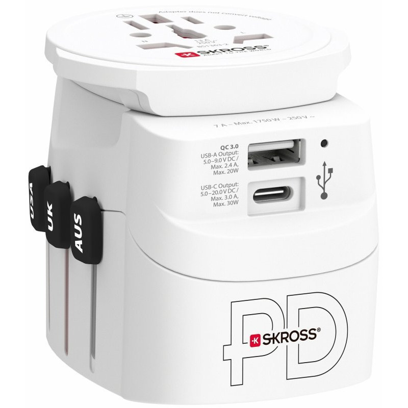 Adapter podróżny SKROSS PD 30W PRO Light World, USB-A, USB-C-Elektryka
