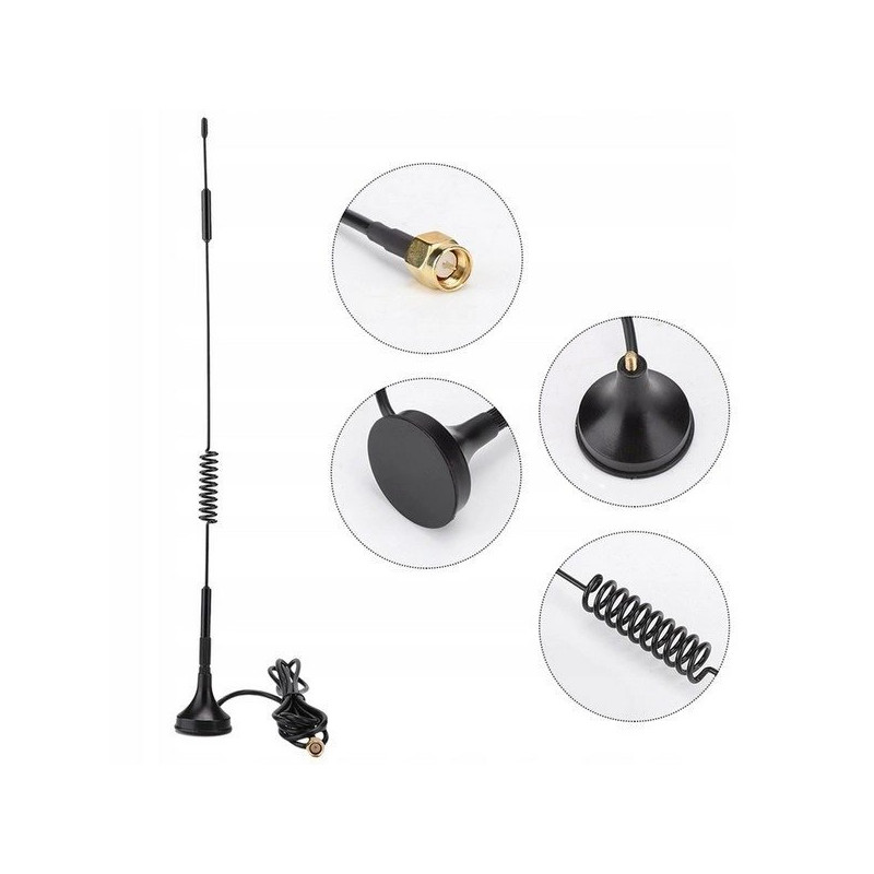 Antena 433MHz 10dbi 31cm, Magnes Wtyk SMA, kabel 1,5m-Telefony i Smartfony
