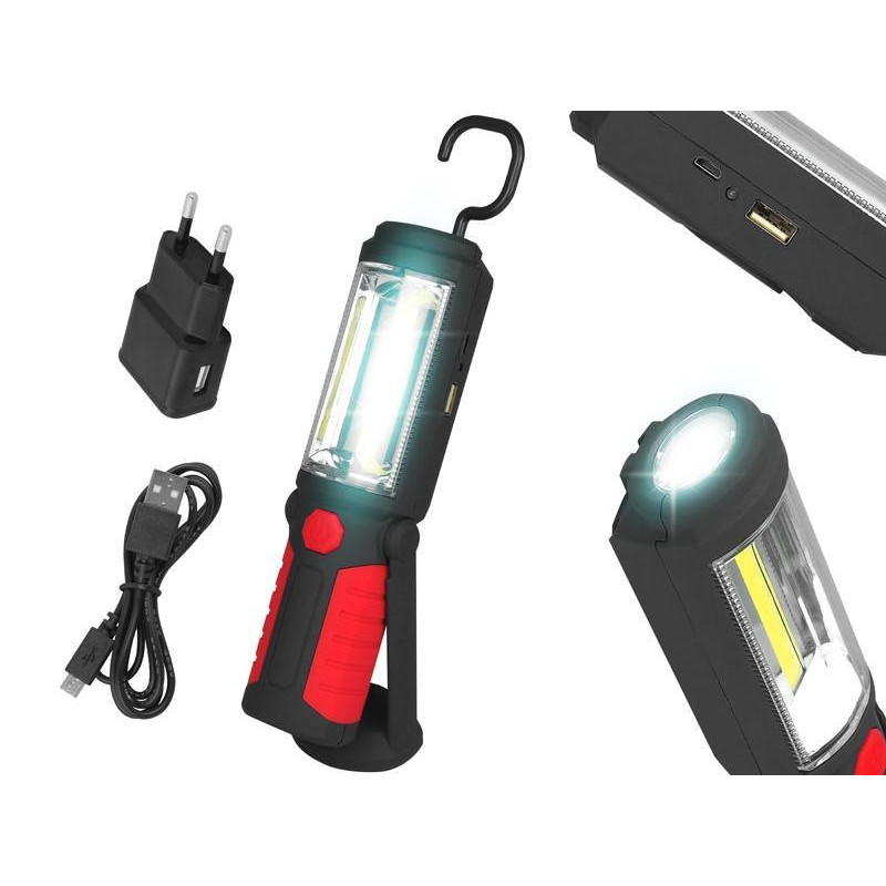 Latarka warsztatowa LED 3W COB Magnes, ładowarka w zestawie-Oświetlenie