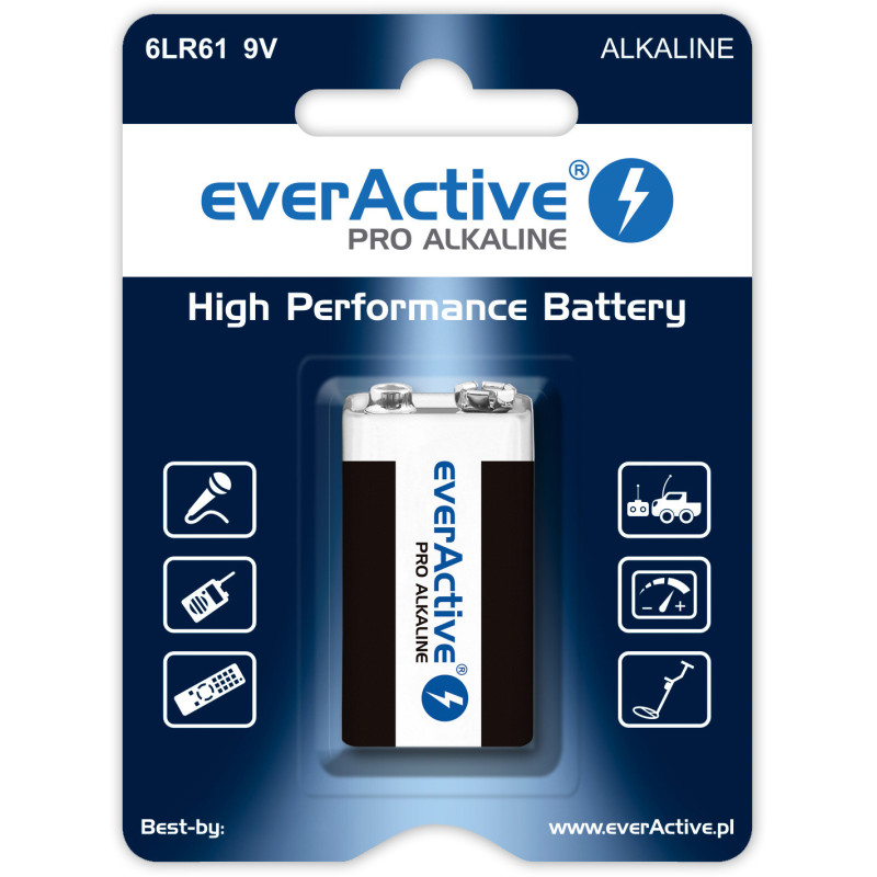 Bateria 6LR61 9V everActive Pro Alkaline-Baterie