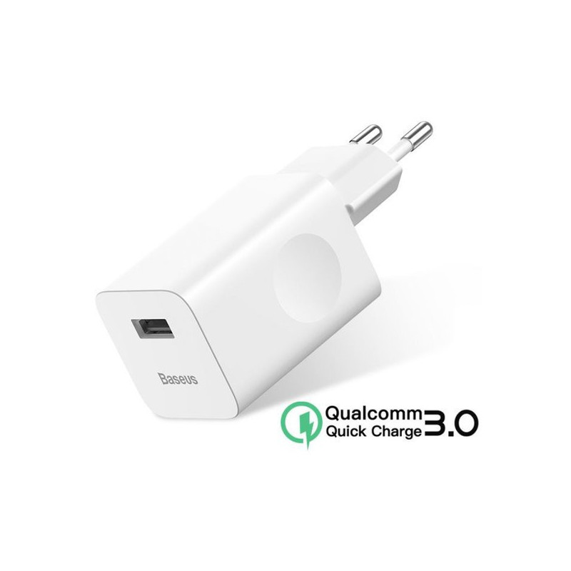 Ładowarka sieciowa USB-A BASEUS QC 3.0 24W Biała CCALL-BX02