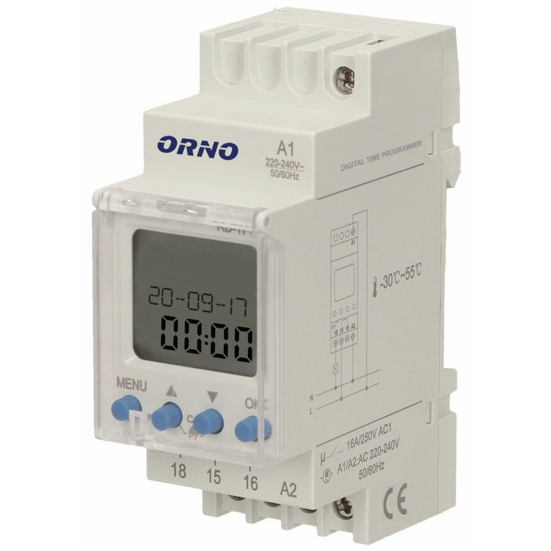 Programator czasowy 7dn. PRE-451 DIN 2-wyj. ORNO Astronomiczny 100 ...