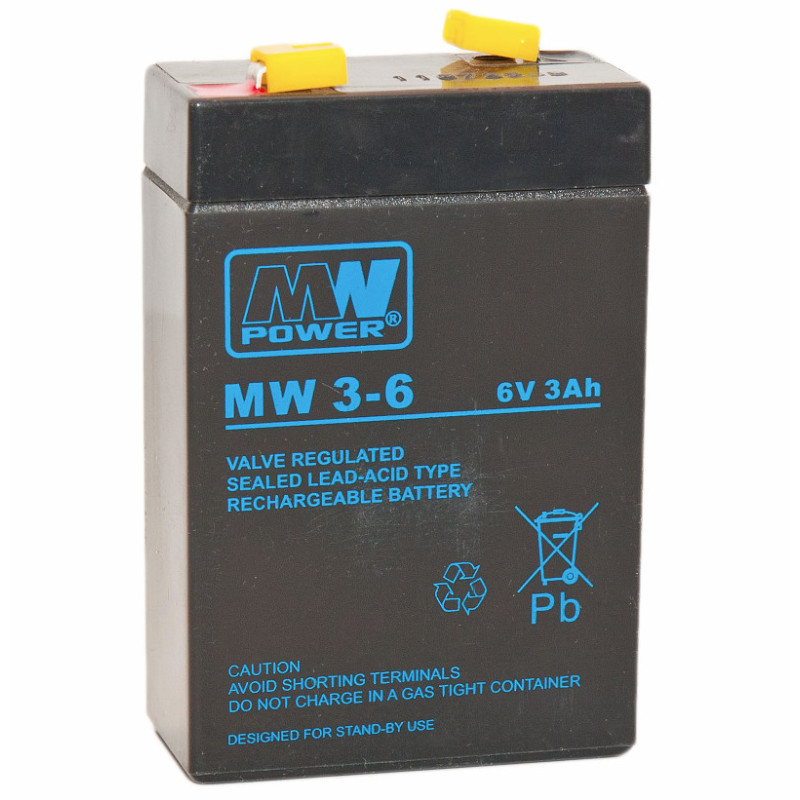 Akumulator 6V-3Ah AGM MW Żelowy, MW 3-6-Akumulatory i Ładowarki